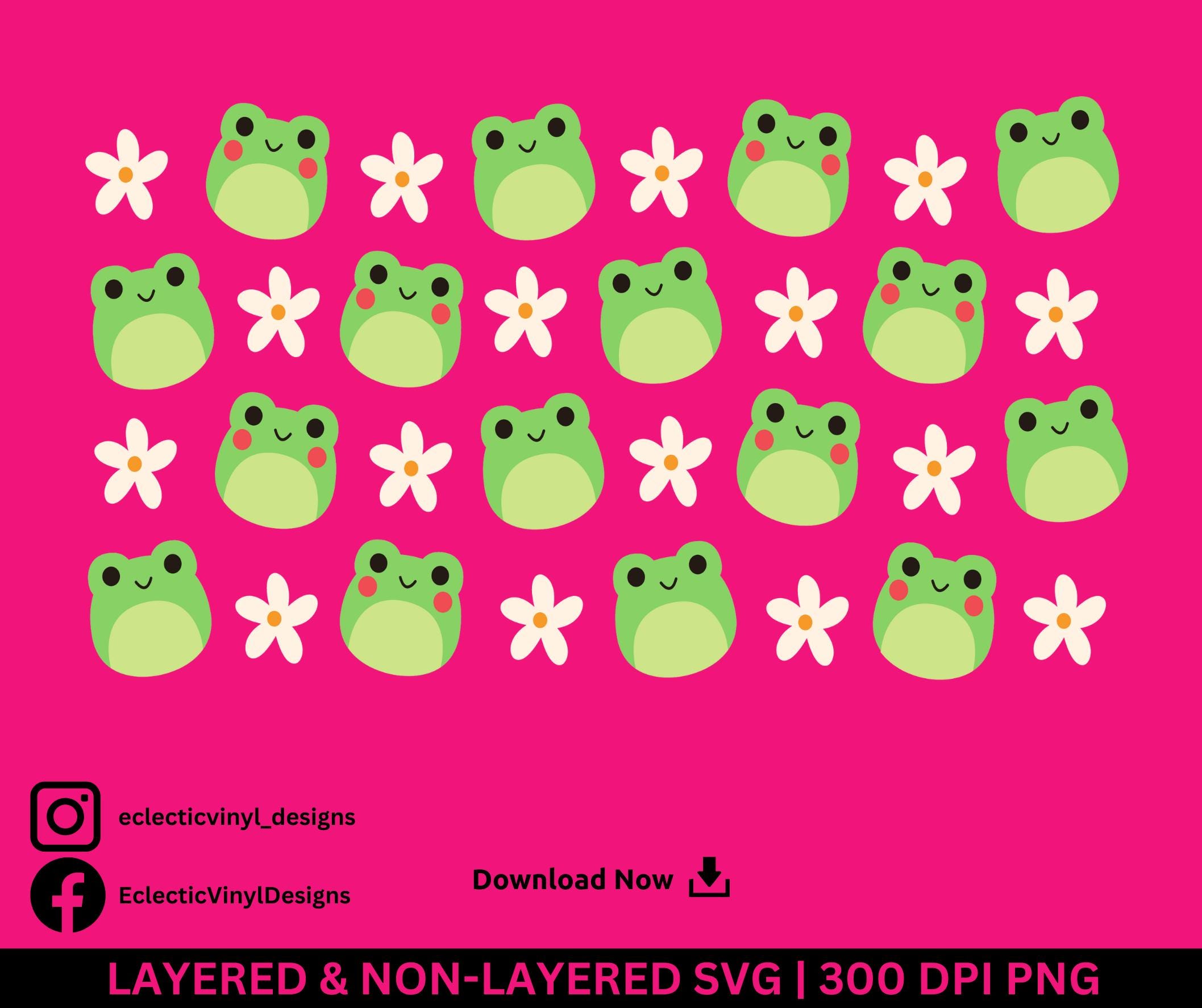 Floral Frogs Libbey Cup Wrap SVG PNG | 20oz Glass Can Tumbler Wrap ...