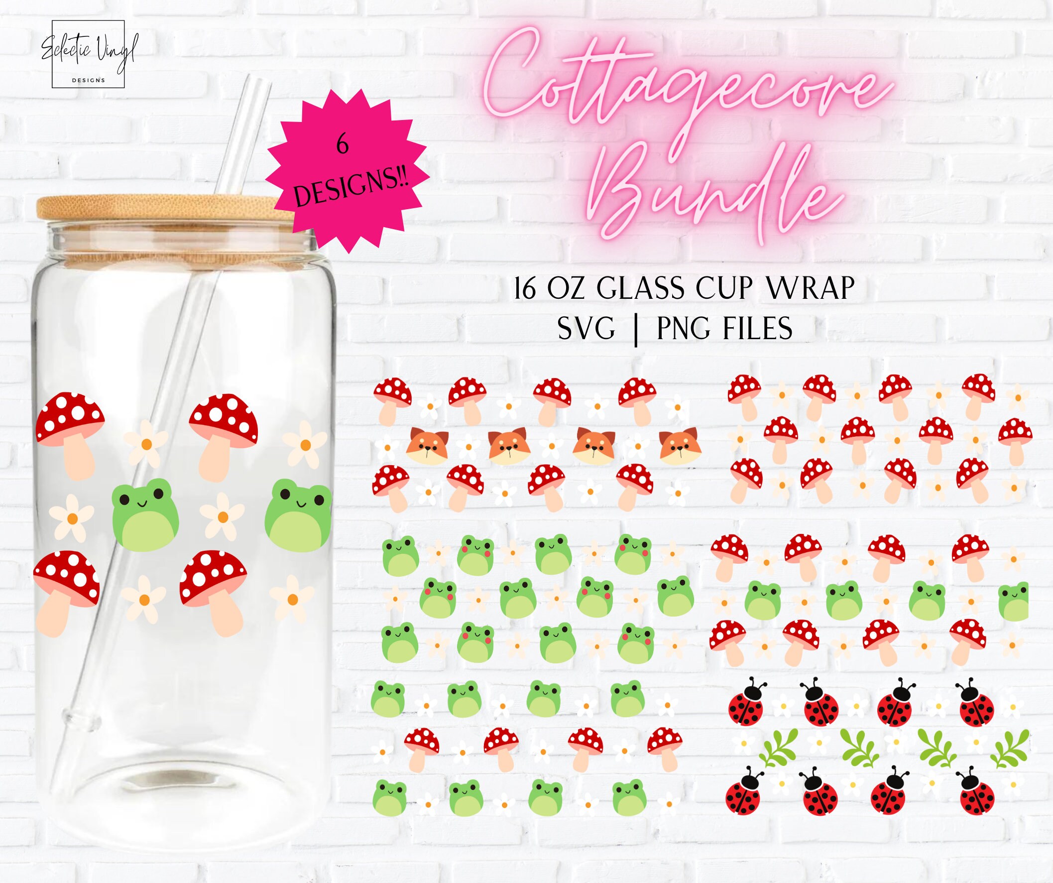 16 Oz Libbey Glass Can Wrap Bundle SVG PNG Sublimation Tumbler Files ...