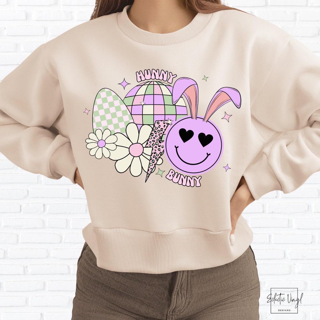 Hunny Bunny PNG HTV Sublimation Files, Trendy Easter Decal, Retro ...