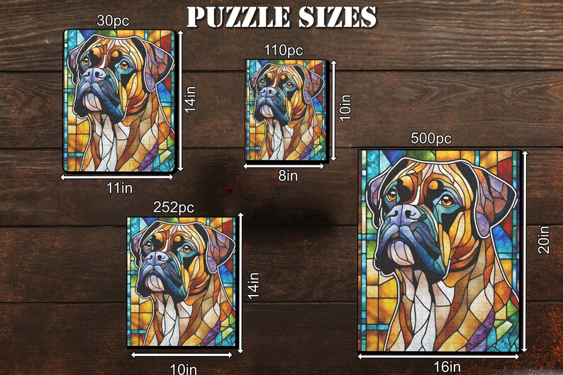 Boxer Dog Puzzle Stained Glass Art 500 Piece Jigsaw Colorful Stained ...