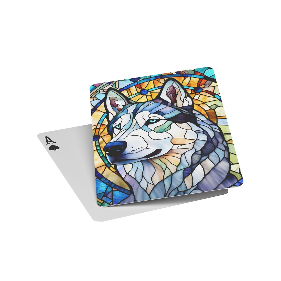 Siberian Husky Poker Cards Stained Glass Siberian Husky Dog Playing ...