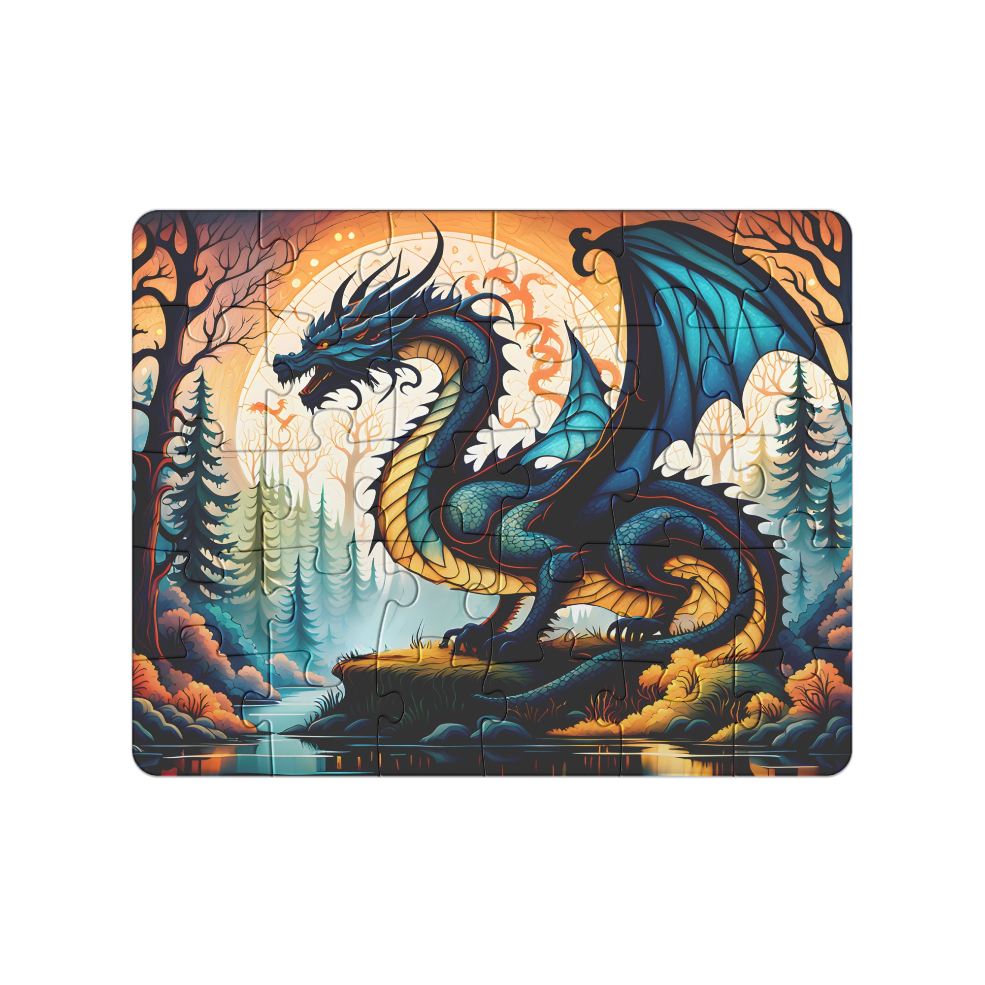 Storybook Dragon Puzzle Medieval Art Style Puzzle Fairy Tale Gift ...