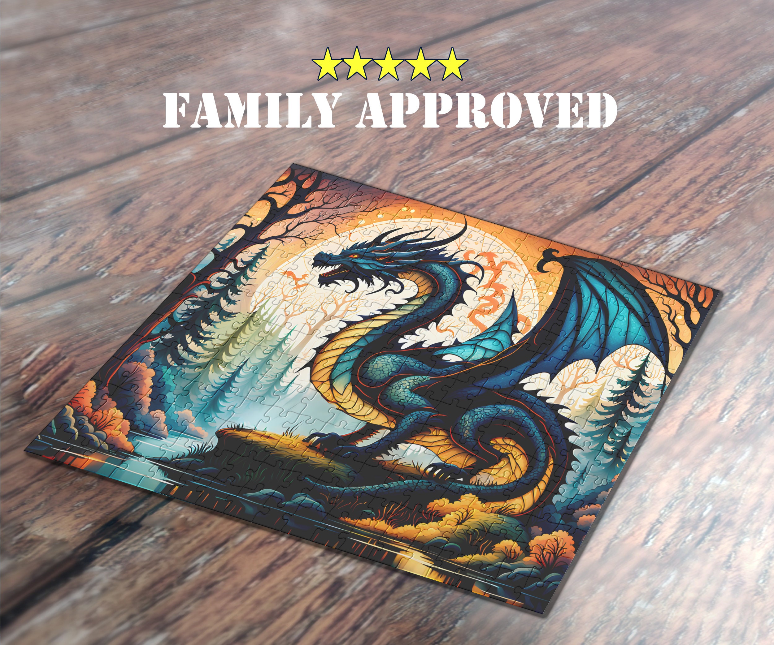 Storybook Dragon Puzzle Medieval Art Style Puzzle Fairy Tale Gift ...