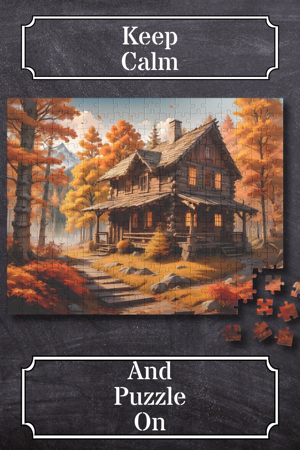 Log Cabin Puzzle Mountain Cabin in the Woods Puzzle Landscape Puzzle ...