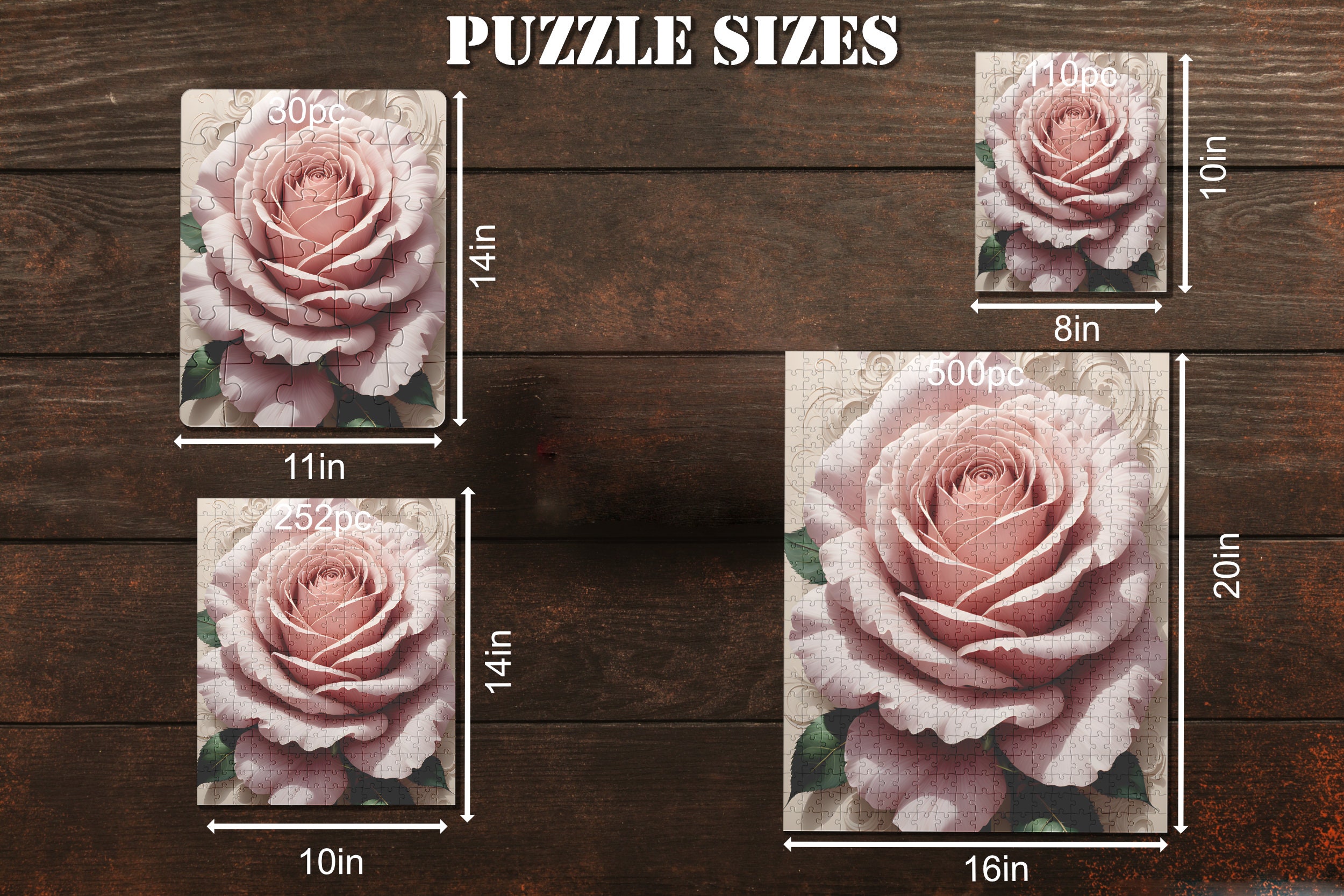 Rose Puzzle for Her Artistic Pink Rose Jigsaw Puzzle Gift Ladies Night ...