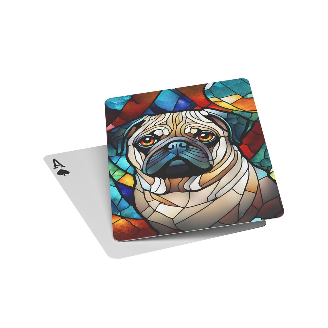 Pug Poker Cards Stained Glass Colorful Playing Cards Pug Playing Cards ...
