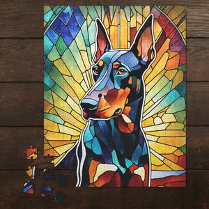 Doberman Pinscher Puzzle Stained Glass Puzzle Jigsaw 500 Piece Puzzle ...