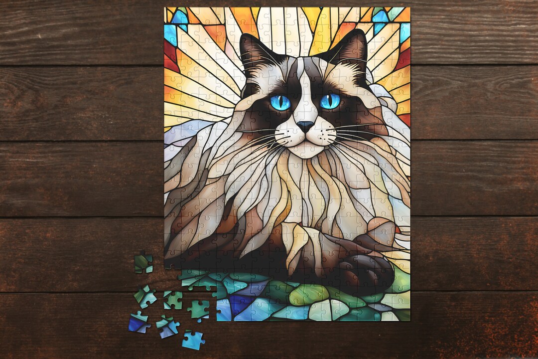 Ragdoll Cat Puzzle Stained Glass Jigsaw 500 Piece Puzzle 250 Piece ...