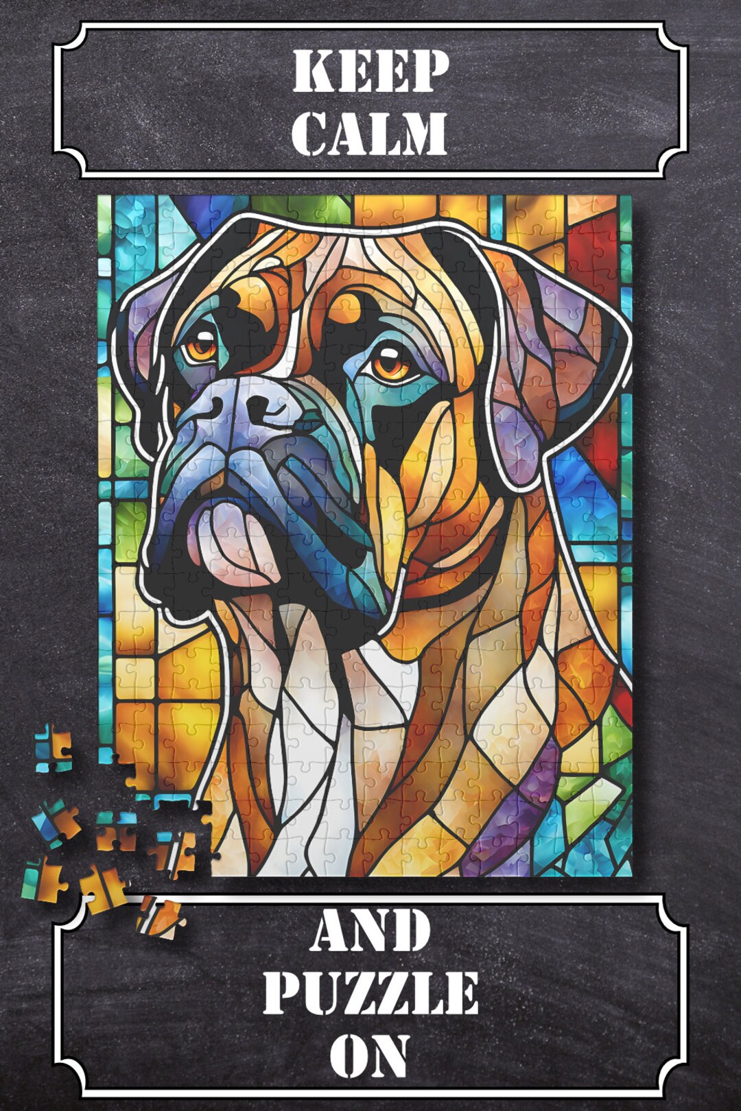Boxer Dog Puzzle Stained Glass Art 500 Piece Jigsaw Colorful - Etsy