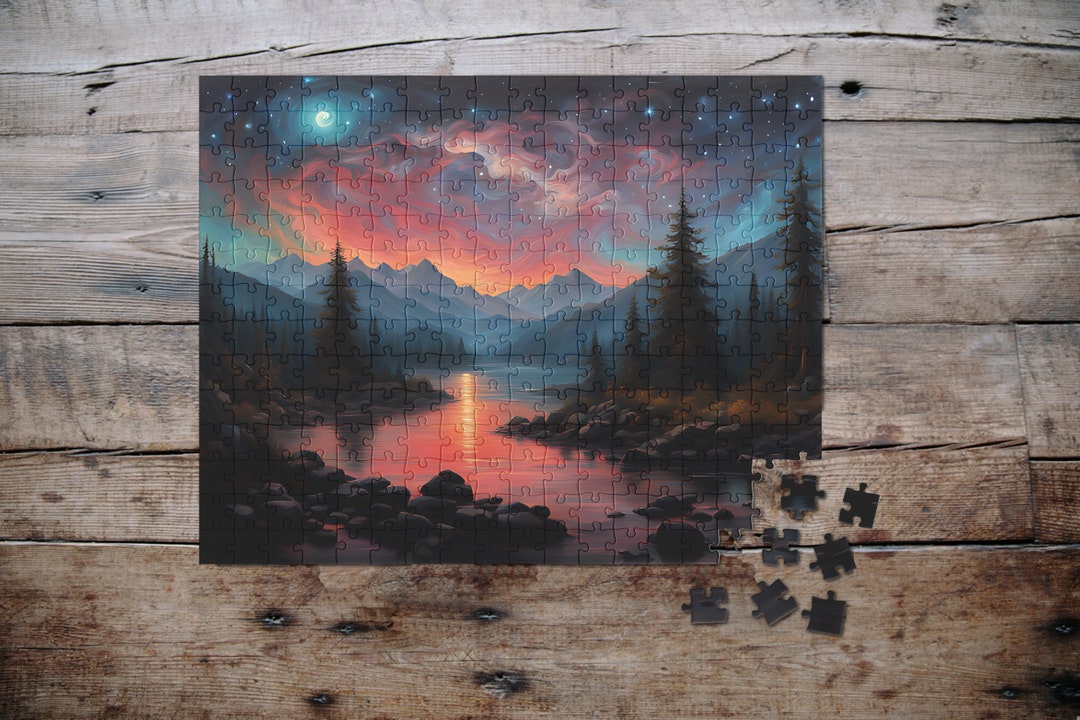 Night Sky Puzzle Woodland 250 Piece Puzzle Board Artistic Aurora ...