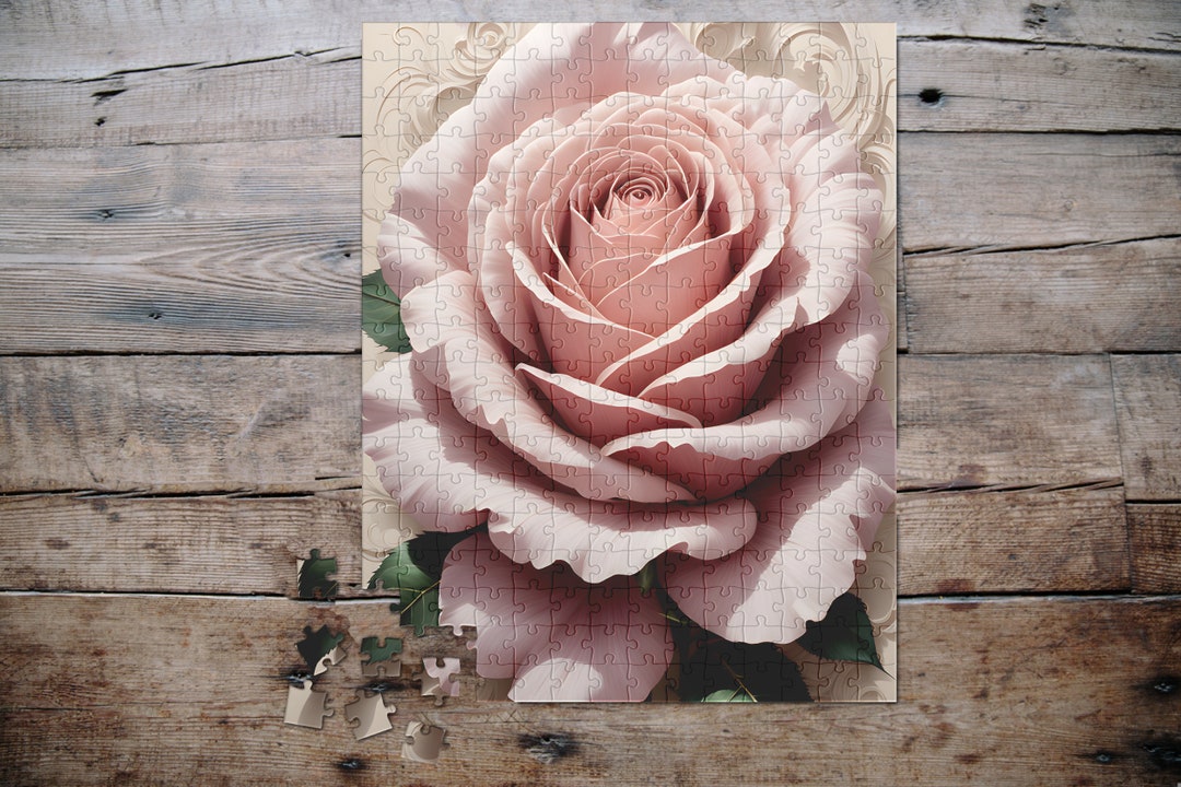 Rose Puzzle for Her Artistic Pink Rose Jigsaw Puzzle Gift Ladies Night ...