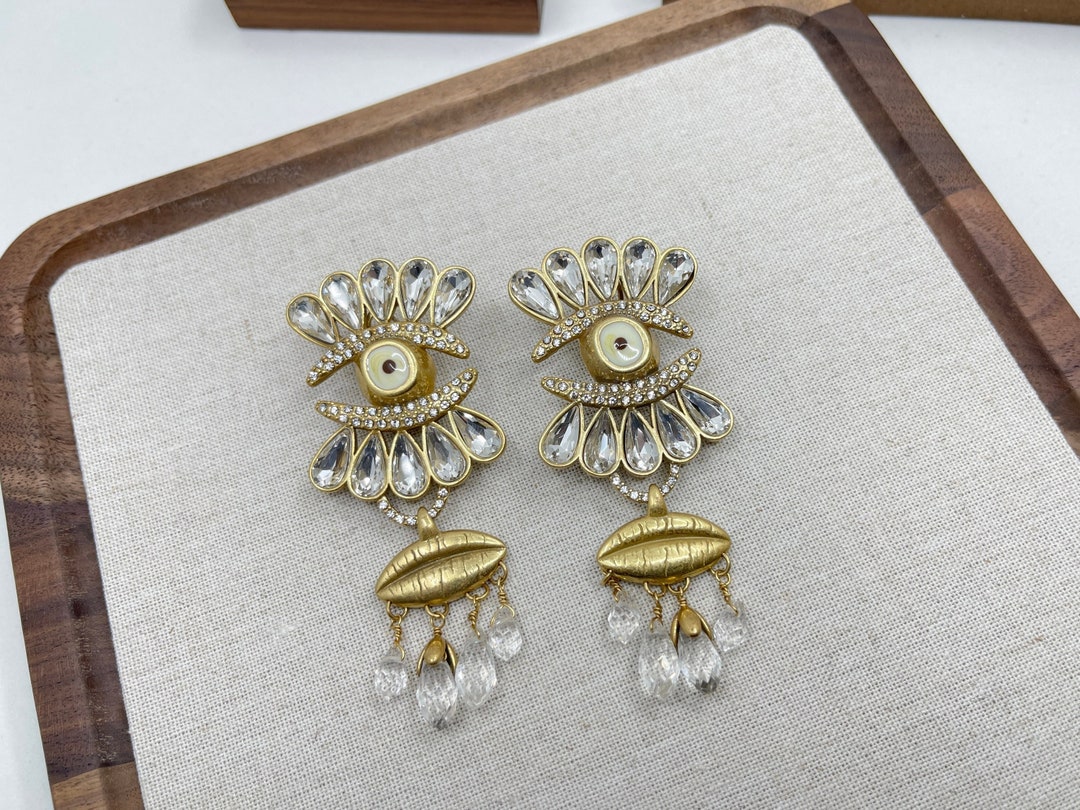 Huge Evil Eye Drop Earrings Eye and Mouth Earrings Unique Design 234 - Etsy