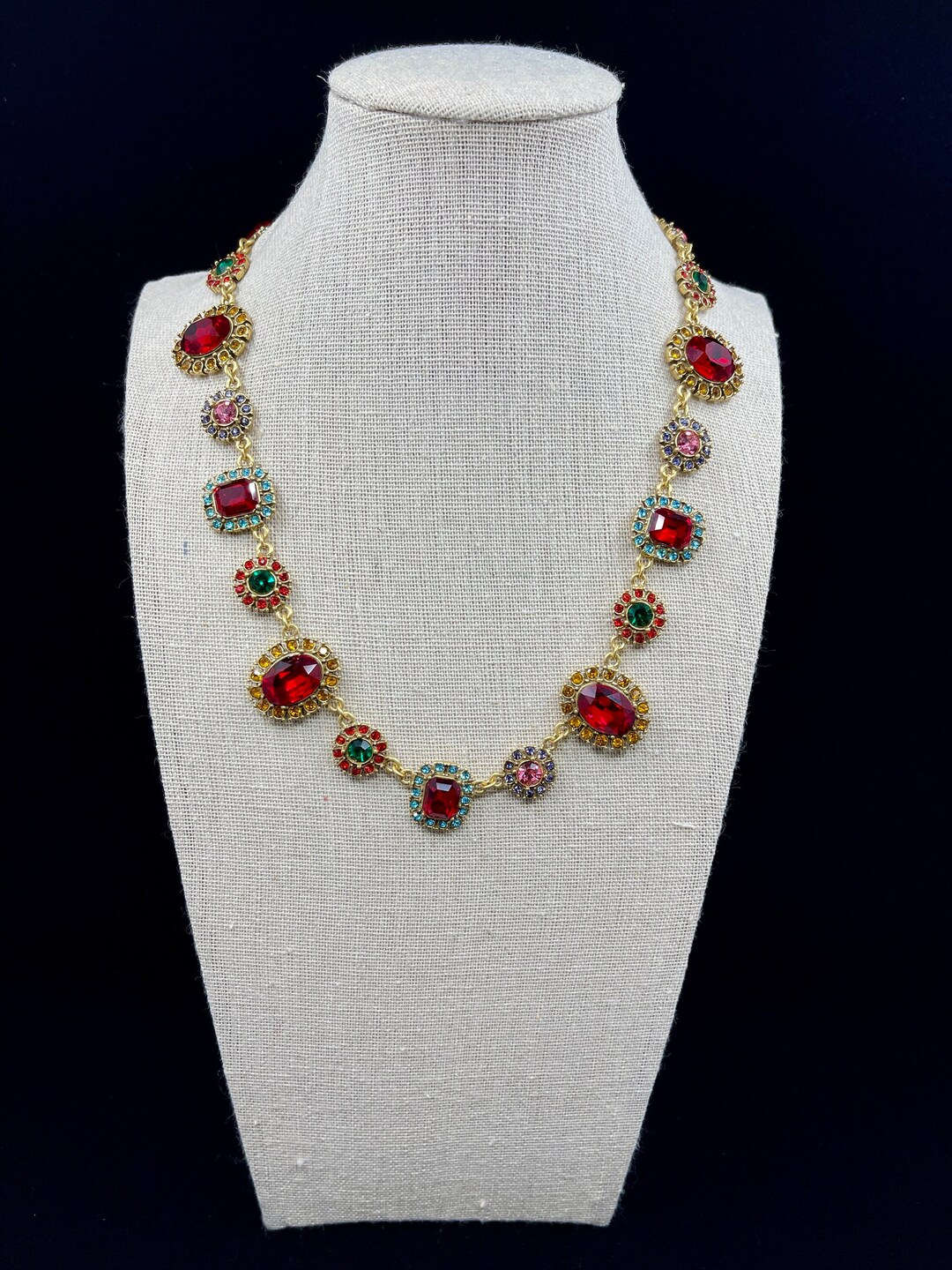 Luxurious Ruby Necklace- for Party Events - 18k Gold Plated Brass ...