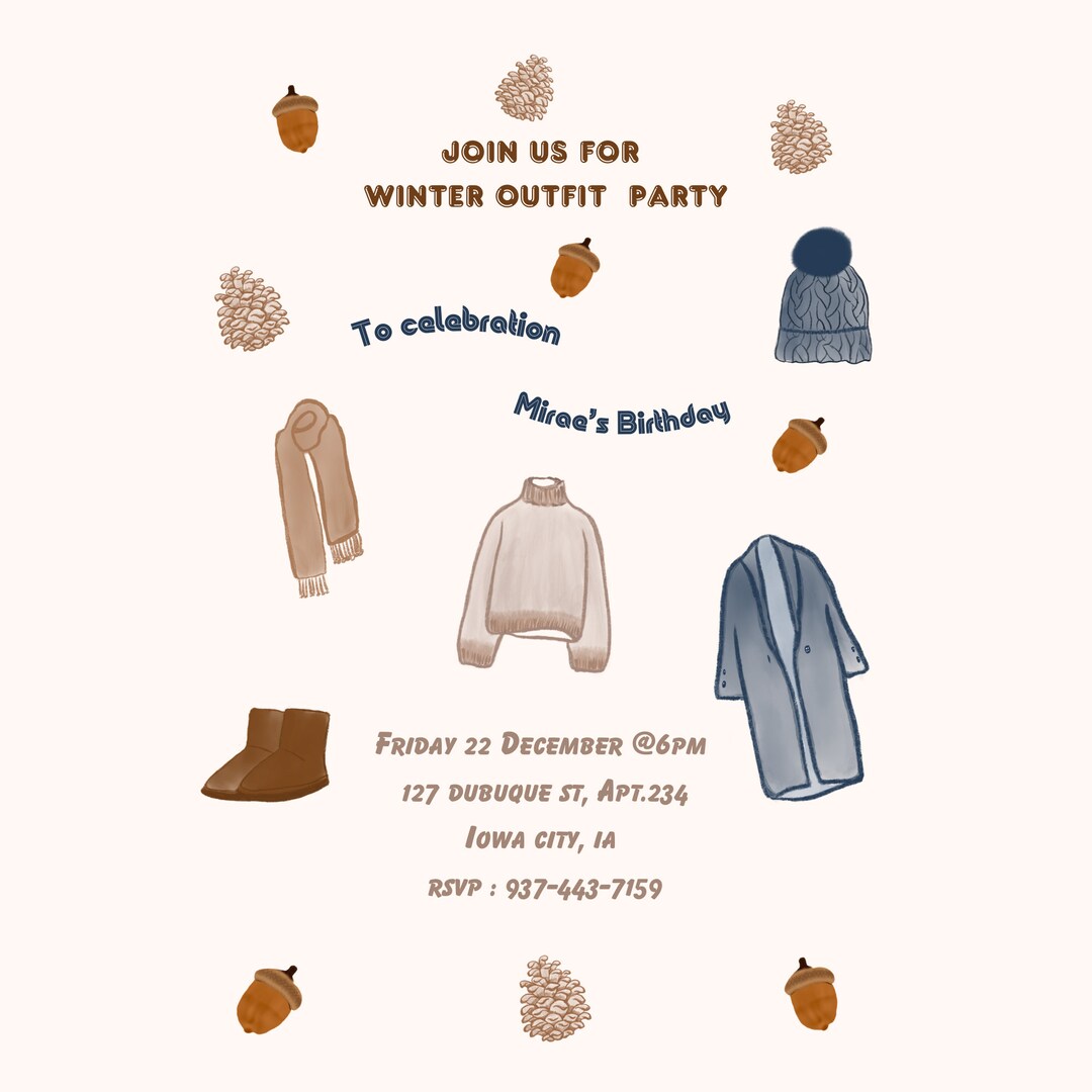 Winter Outfit Party Invitation - Etsy
