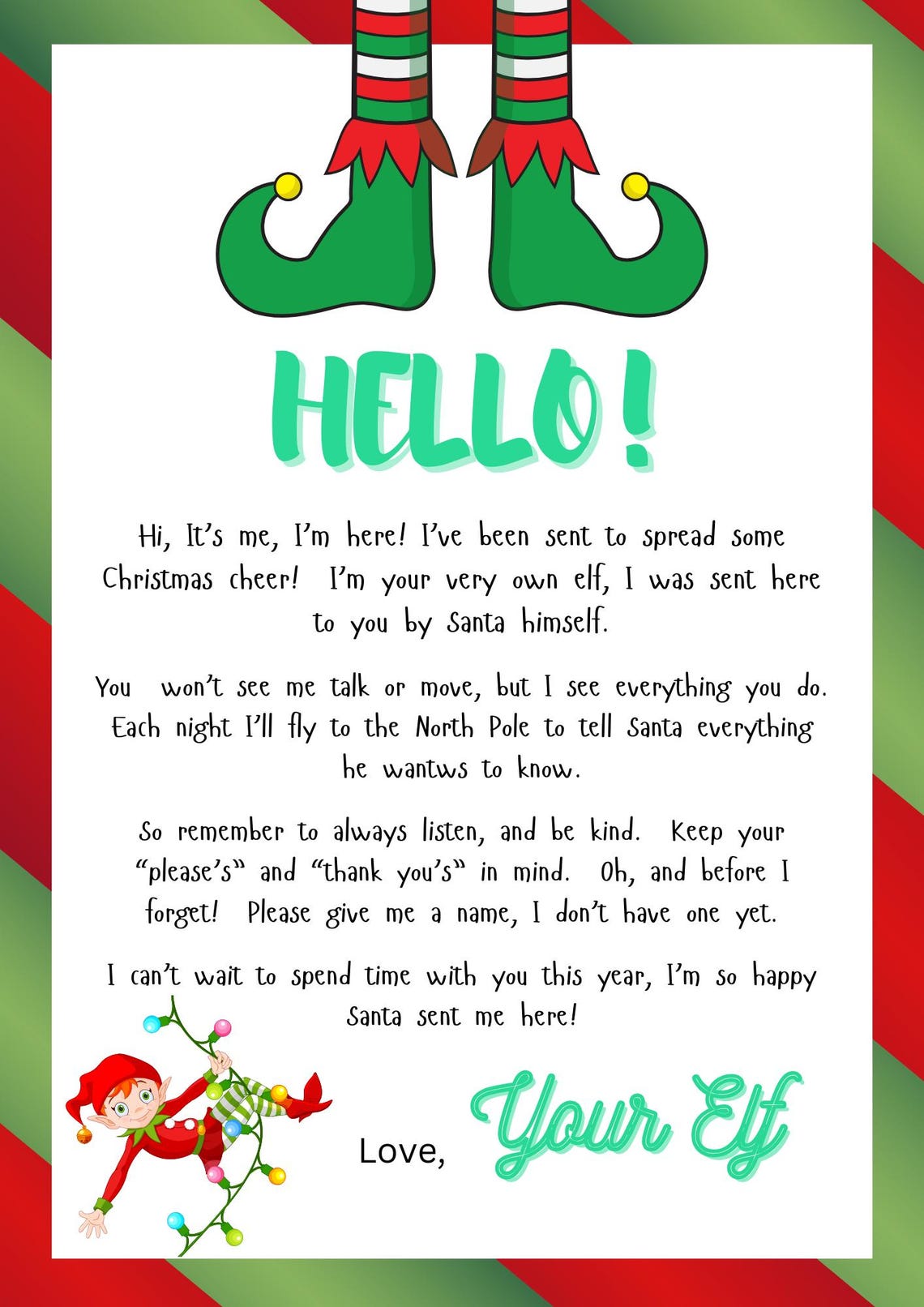 Elf Arrival Letter, Christmas Elf Letter, Elf on the Shelf Letter, Elf ...