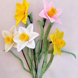 Daffodil Flower French Beaded Flowers Daffodil Flower Arrangement - Etsy