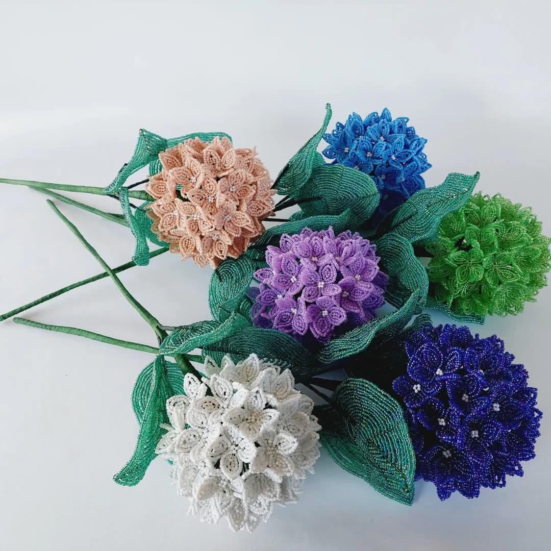 French Beaded Hydrangea Flower: Handmade Artificial Arrangement - Etsy