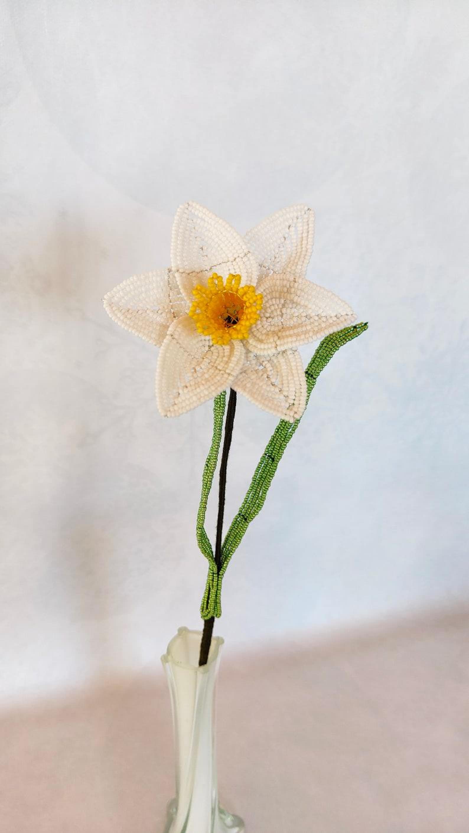 Daffodil Flower French Beaded Flowers Daffodil Flower Arrangement - Etsy
