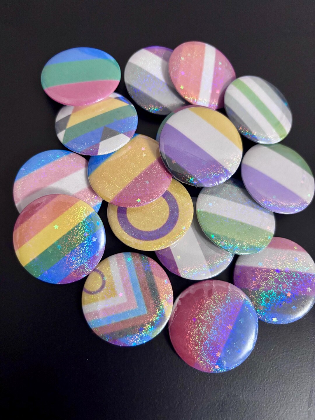 LGBT+ Pride Button Pins: Holographic, Homemade 1.25in Pins - Etsy