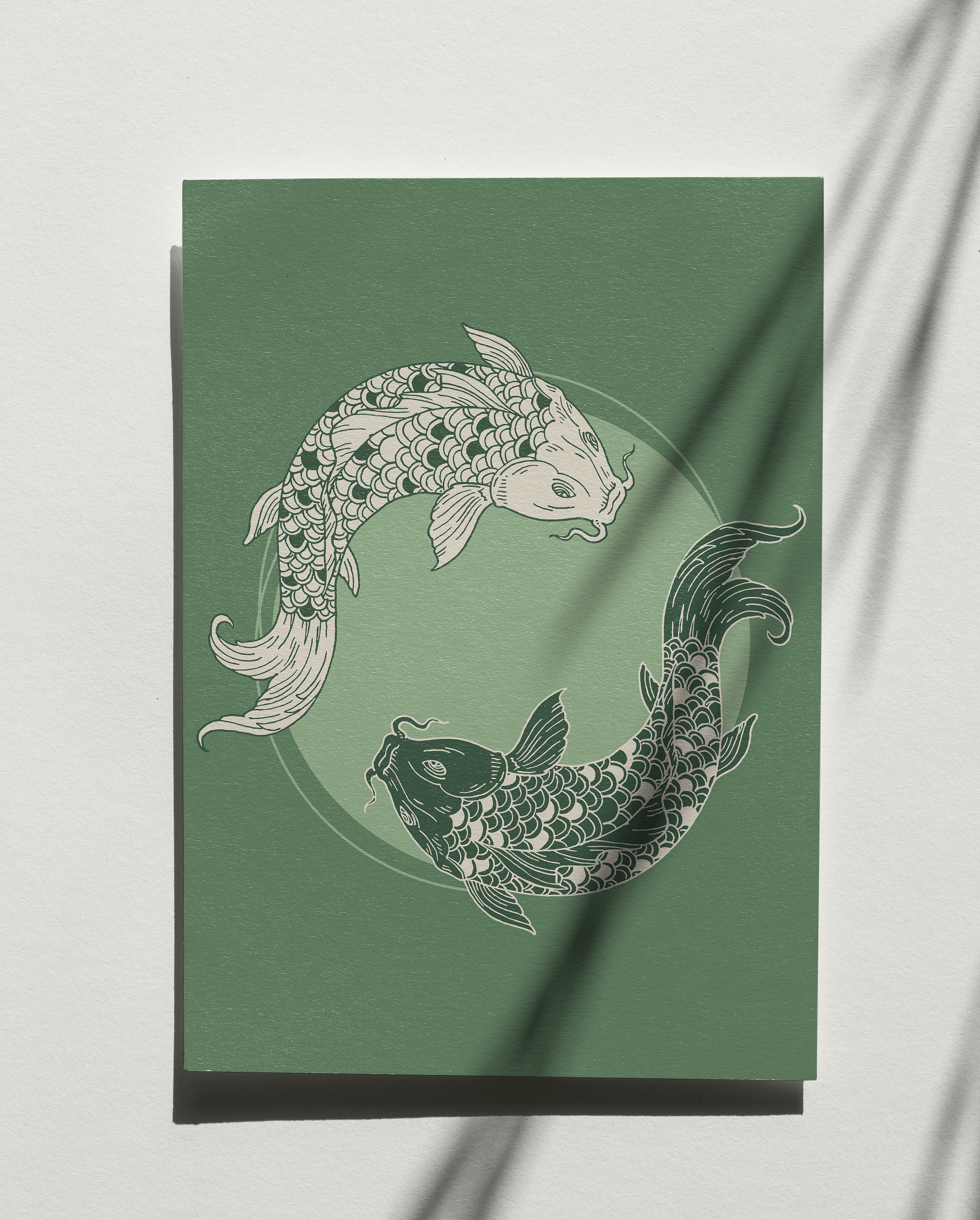 Boho Koi Fish Wall Art Green Cream, Boho Home Decor, Animal Prints ...