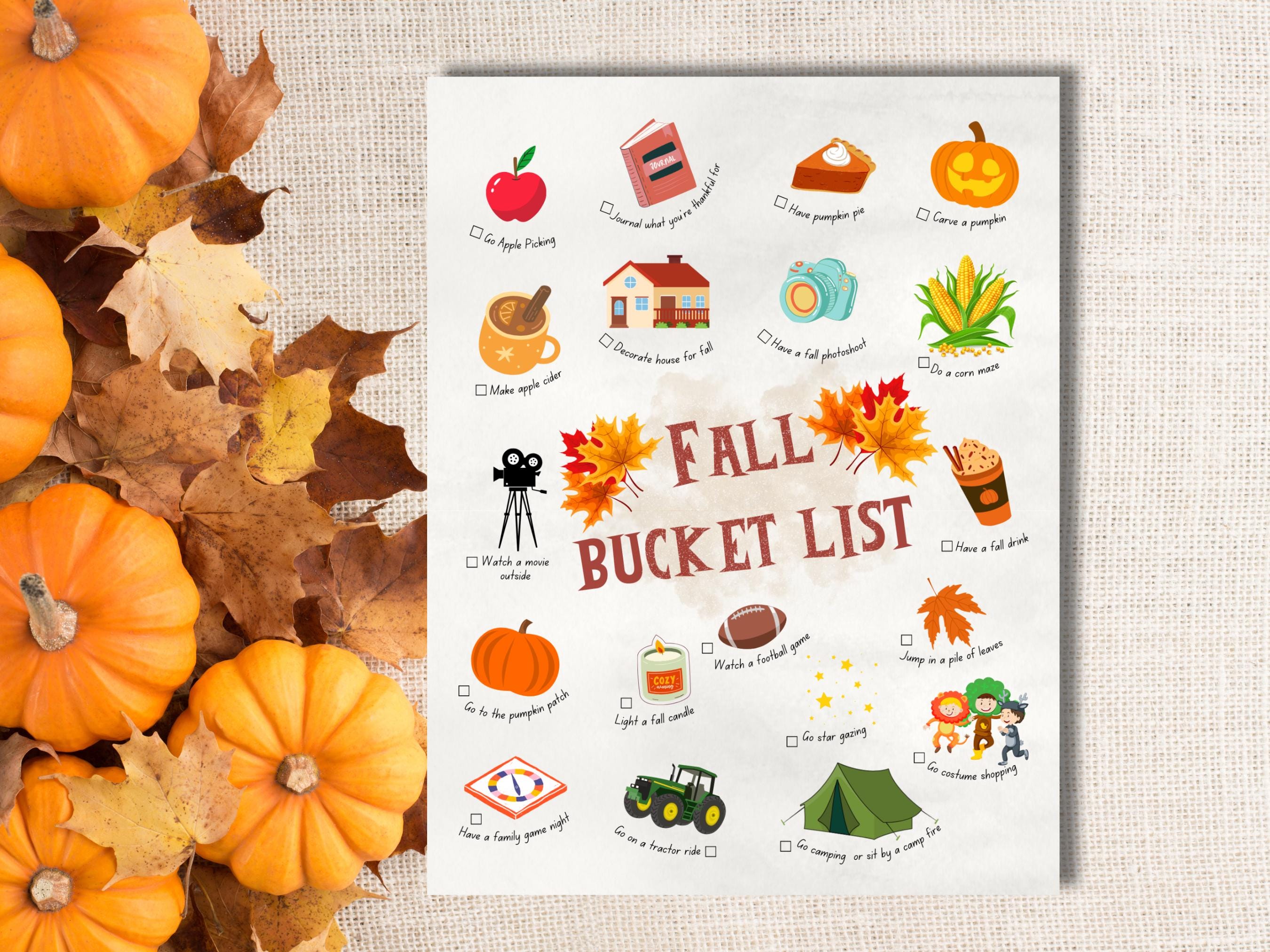 Fall Bucket List Printable, Fall to Do List, Autumn to Do List, Fall ...