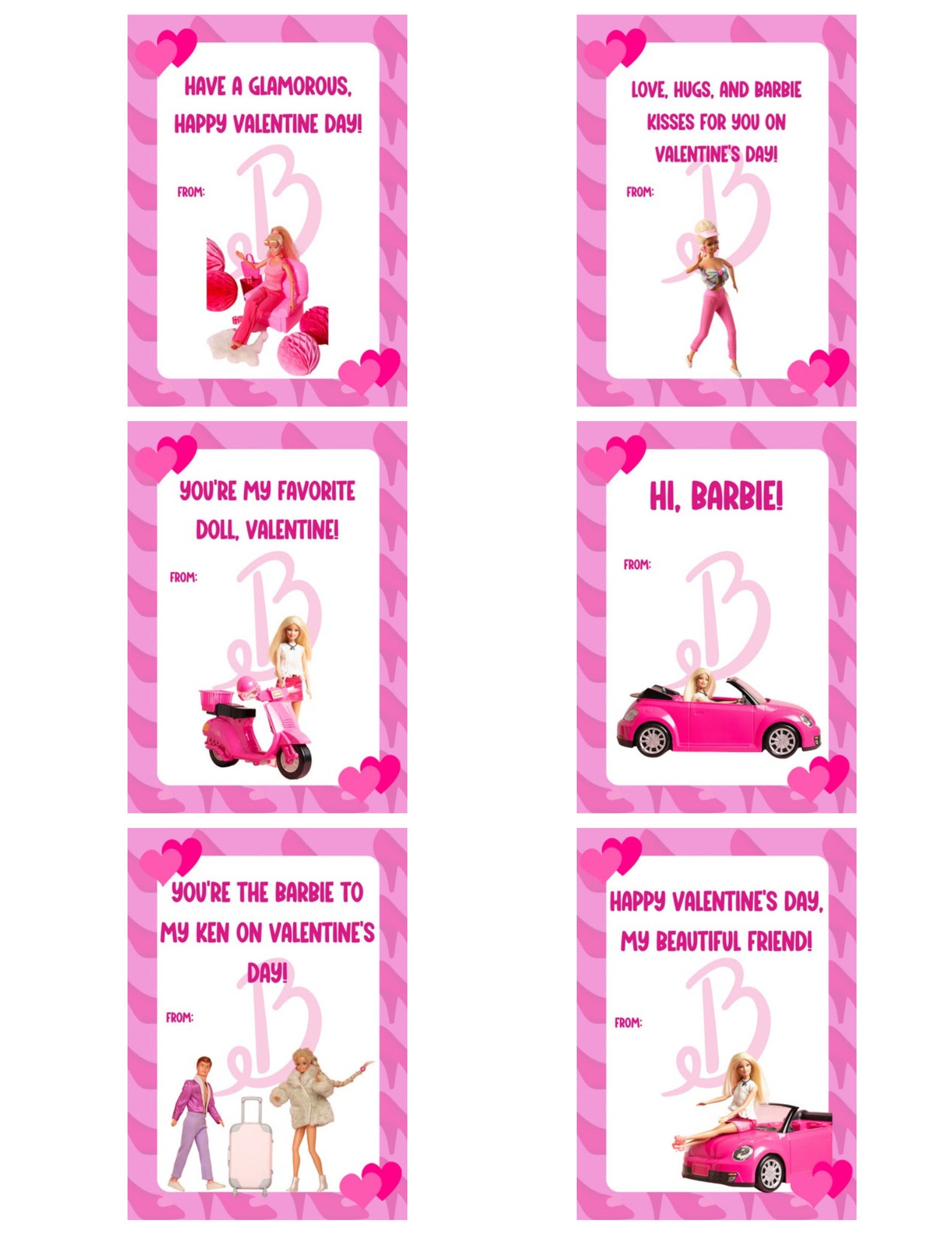 Barbie Cards, Barbie Girl Valentines Day ,valentine Gift Label ...