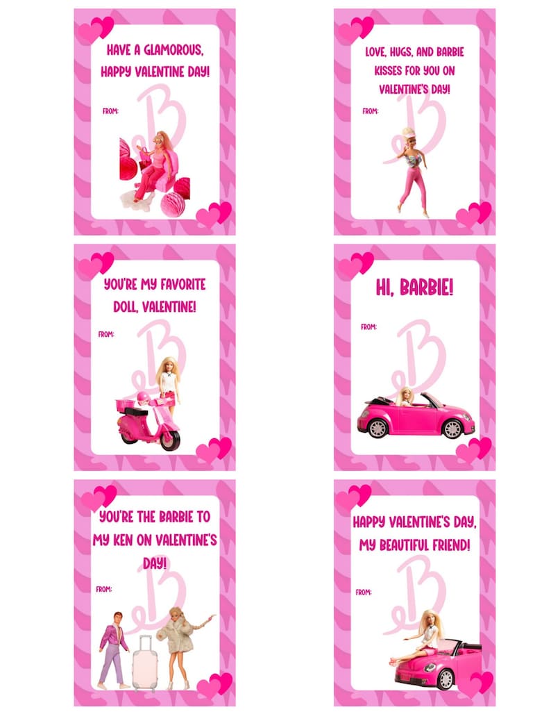 Barbie Cards, Barbie Girl Valentines Day ,valentine Gift Label ...