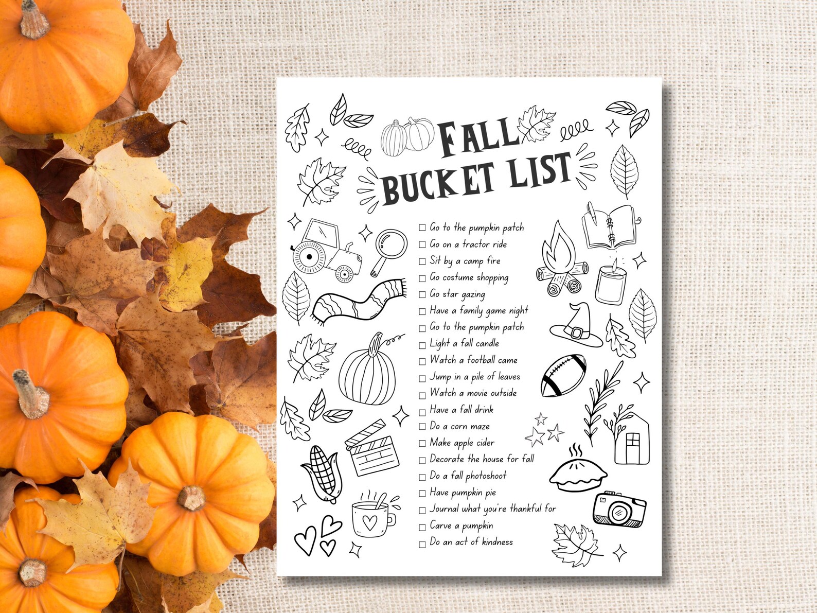 Fall Bucket List Printable, Fall to Do List, Autumn to Do List, Fall ...