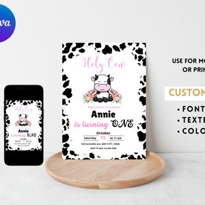 Holy Cow Birthday, Holy Cow Birthday Template, Cow Invitation, Holy Cow ...
