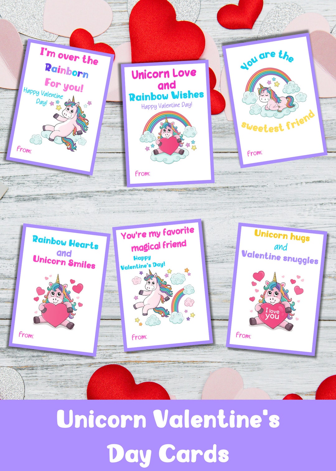 Unicorn Valentine's Day Cards for Kids (instant Download) - Etsy