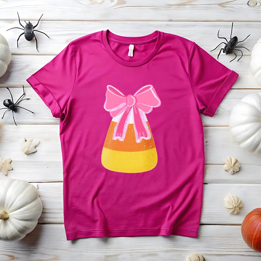 Glitter Candy Corn PNG: Pink Bow, Spooky Season, Halloween (digital ...