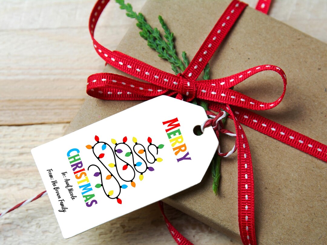Editable Christmas Lights Gift Tags: Printable Holiday Template ...