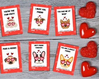 Printable Dog Valentine's Day Cards, Classroom Valentine's Day Cards ...