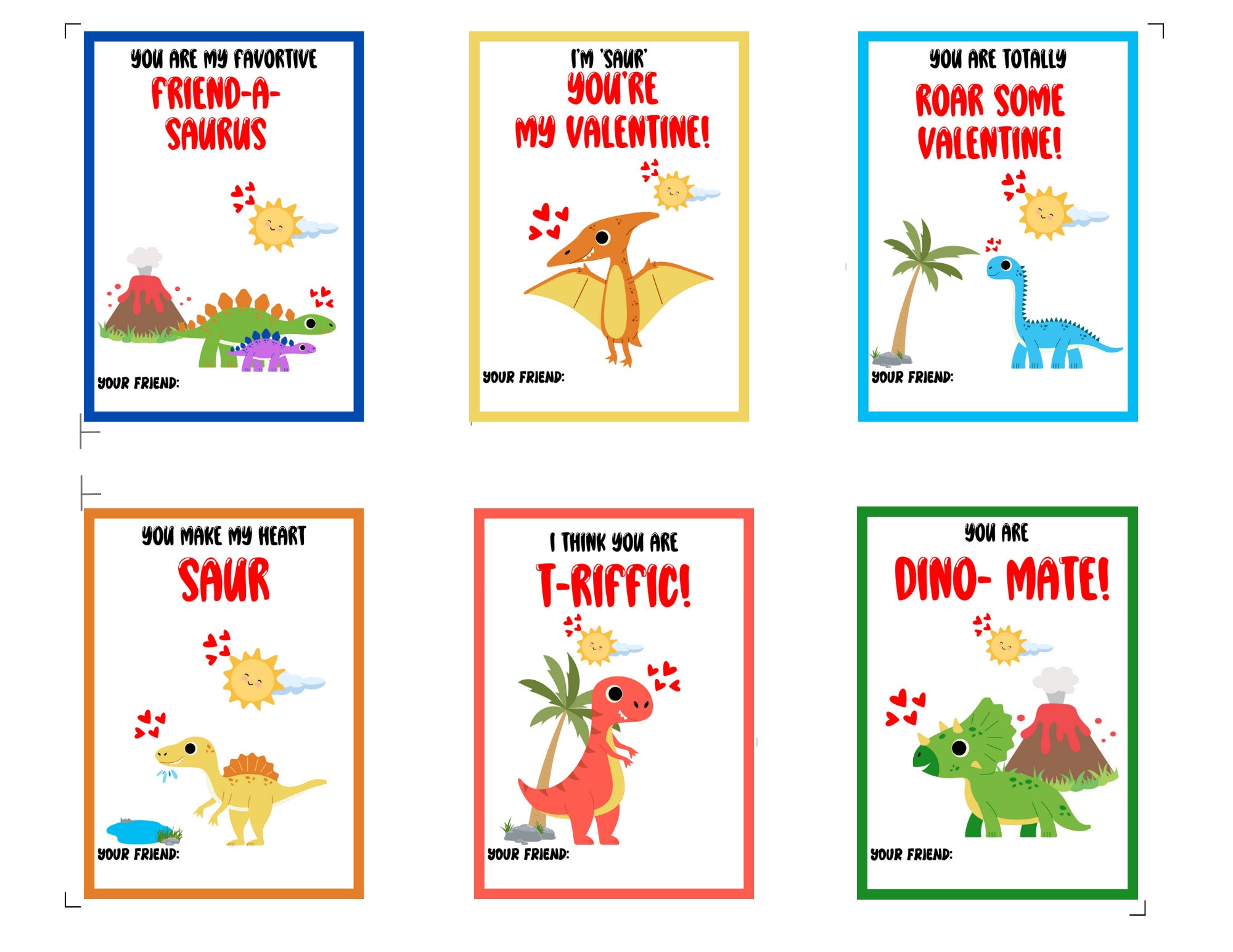 Dino-mite Valentines Cards, Printable Dinosaur Valentines Card or Kids ...