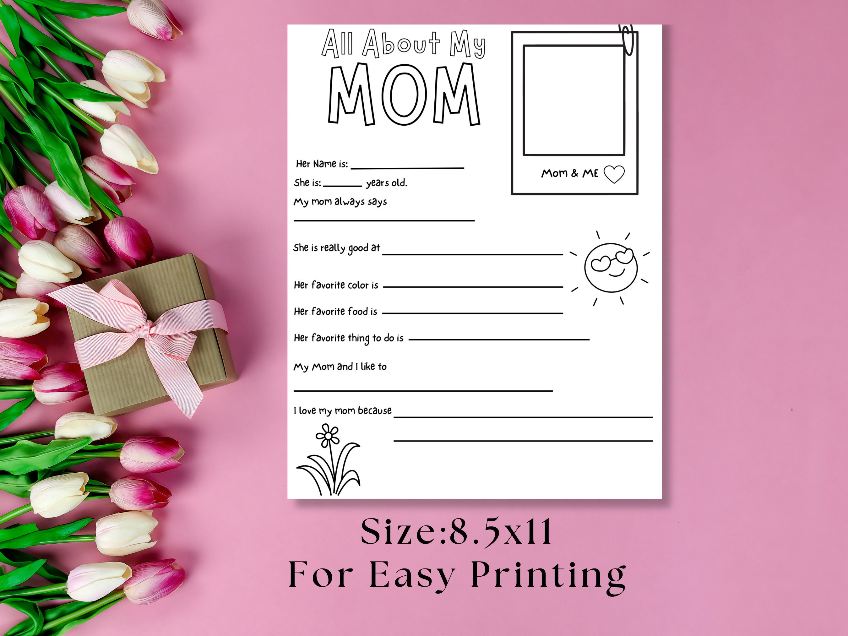 All About My Mom, Mothers Day, Mothers Day Printable, Mothers Day Gifts ...