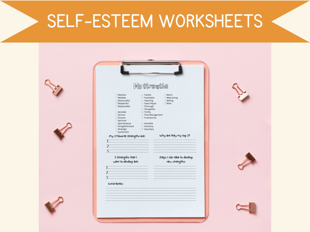 Self-esteem Worksheets, 7 Printable Pages, Mental Health Awareness - Etsy