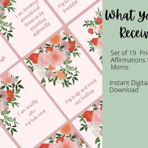 19, Affirmation Cards for Moms, Positive Affirmations, Mental Health ...