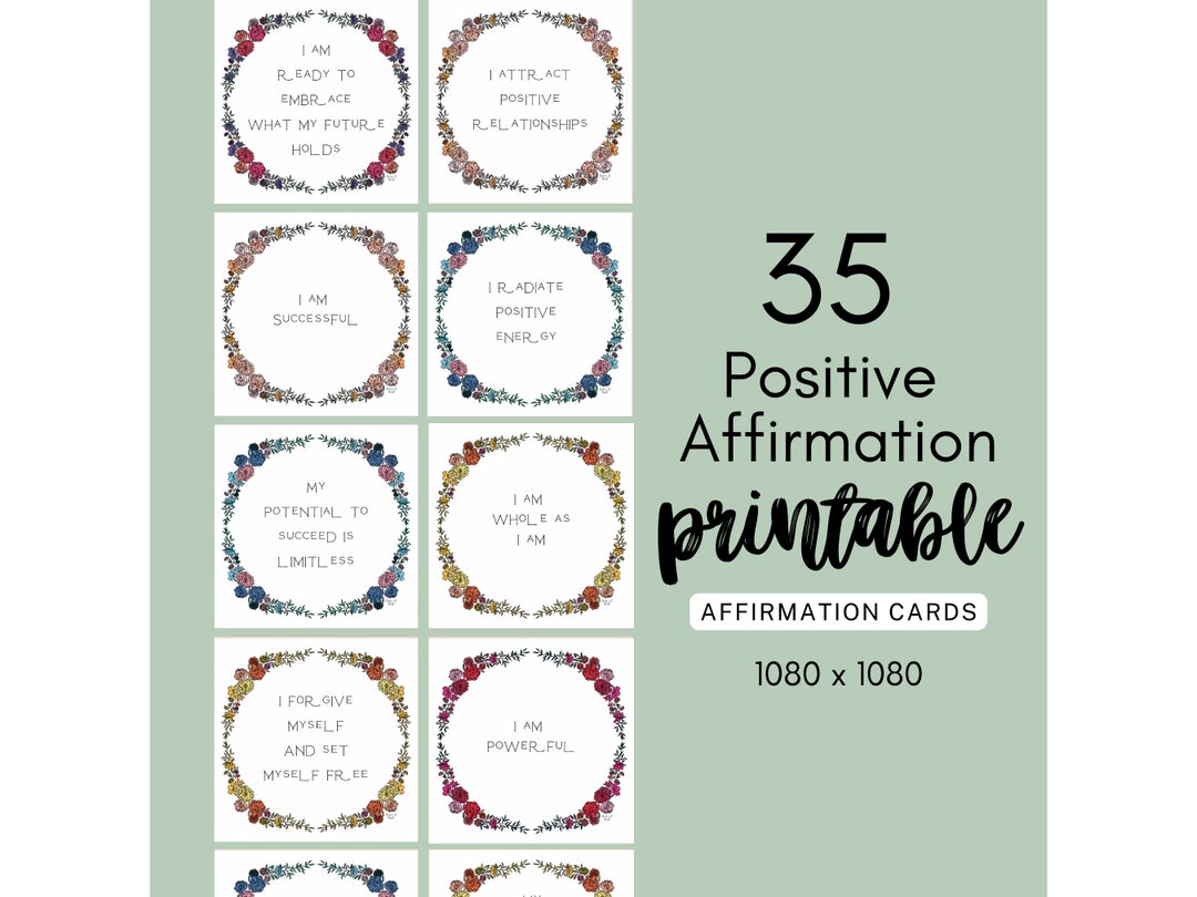 35, Daily Affirmation Cards, Floral Circles, Affirmation Cards ...