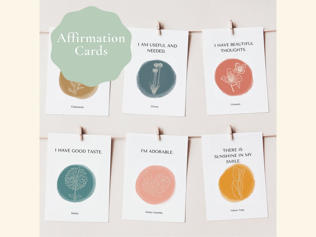 12, Affirmation Cards, Victorian Language of Flowers, Positive ...