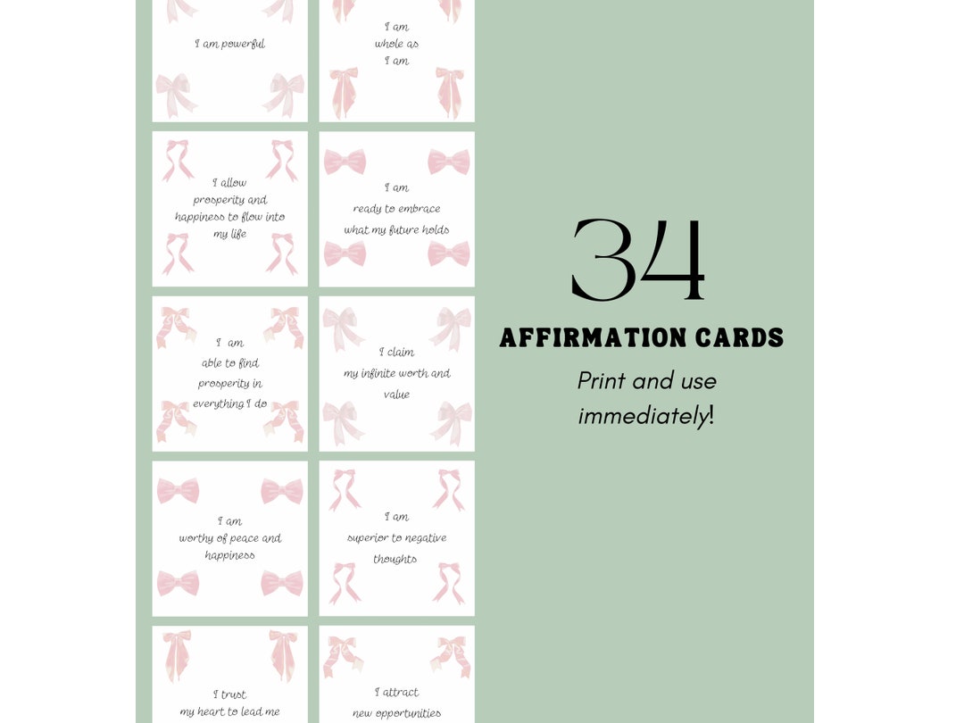 Coquette Printable, Affirmation Cards, PDF - Etsy