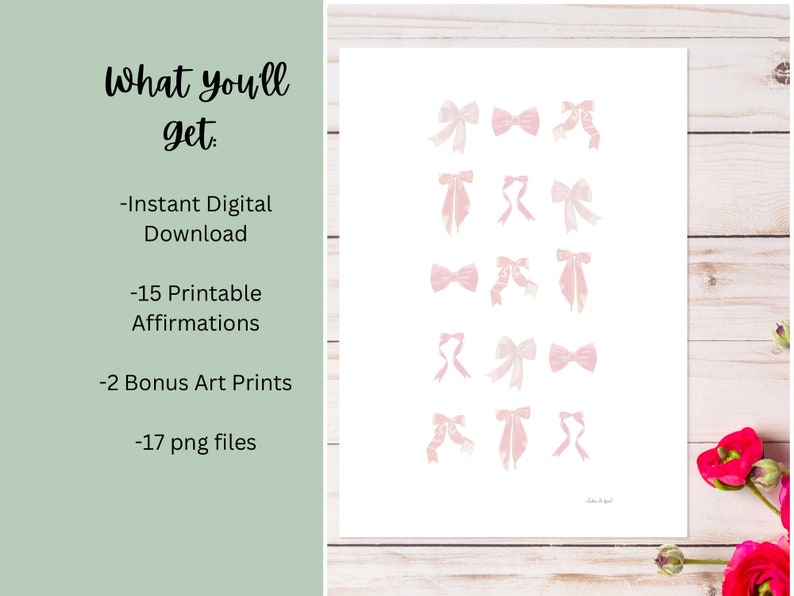 15, Coquette Printable Art, Affirmation Cards, Plus 2 Bonus, Art Prints ...