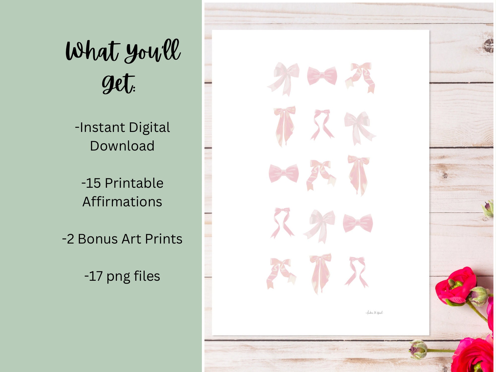 15, Coquette Printable Art, Affirmation Cards, Plus 2 Bonus, Art Prints ...