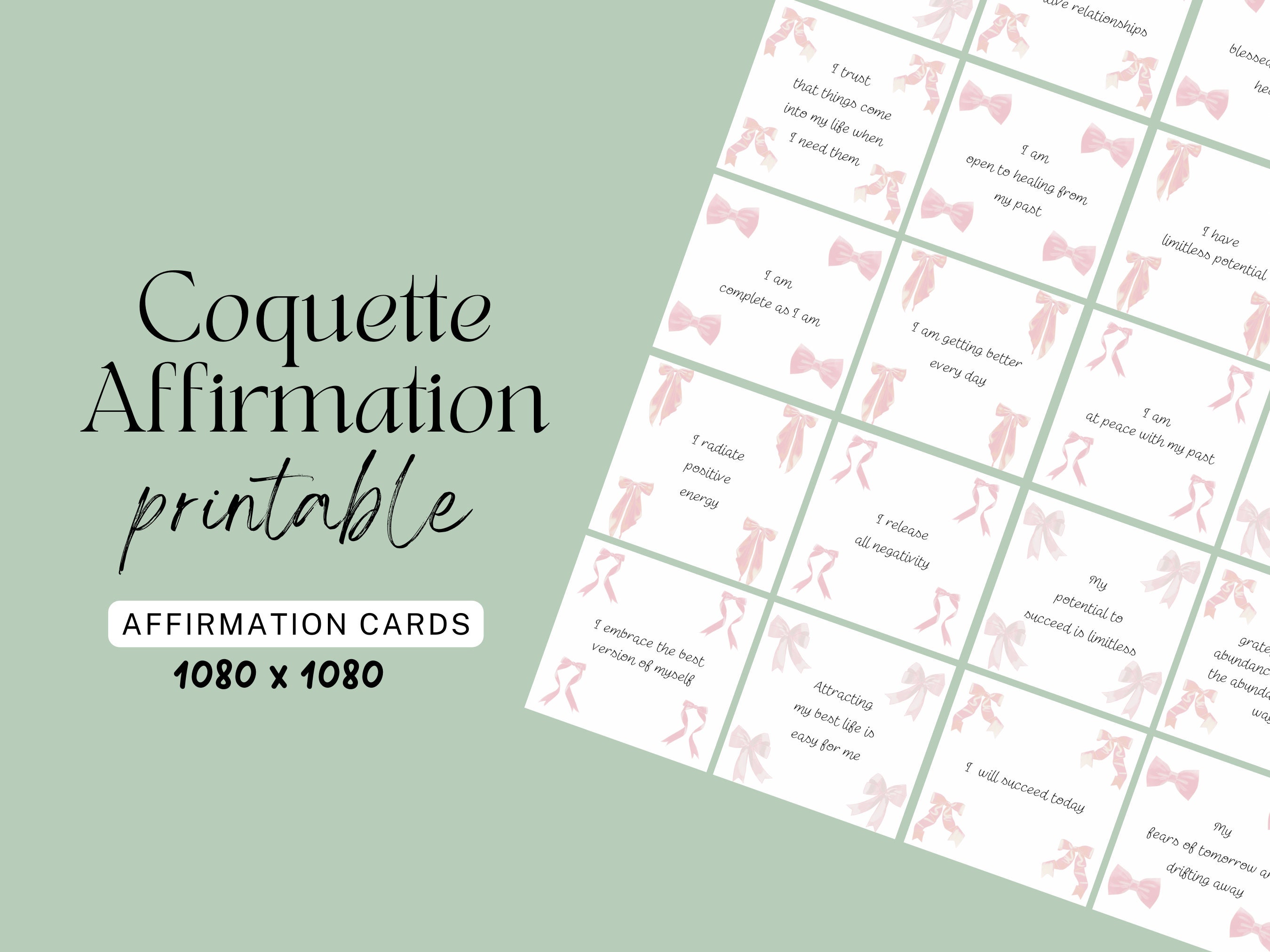 Coquette Printable, Affirmation Cards, PDF - Etsy