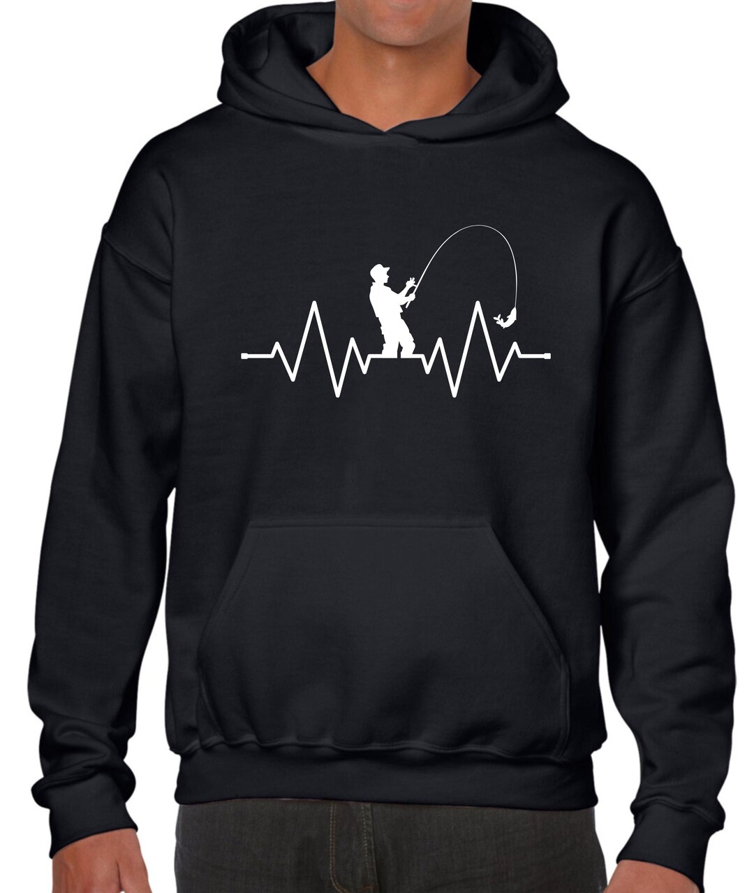 Fishing Heartbeat Hoodie Fisherman Birthday Gift Jumper - Etsy