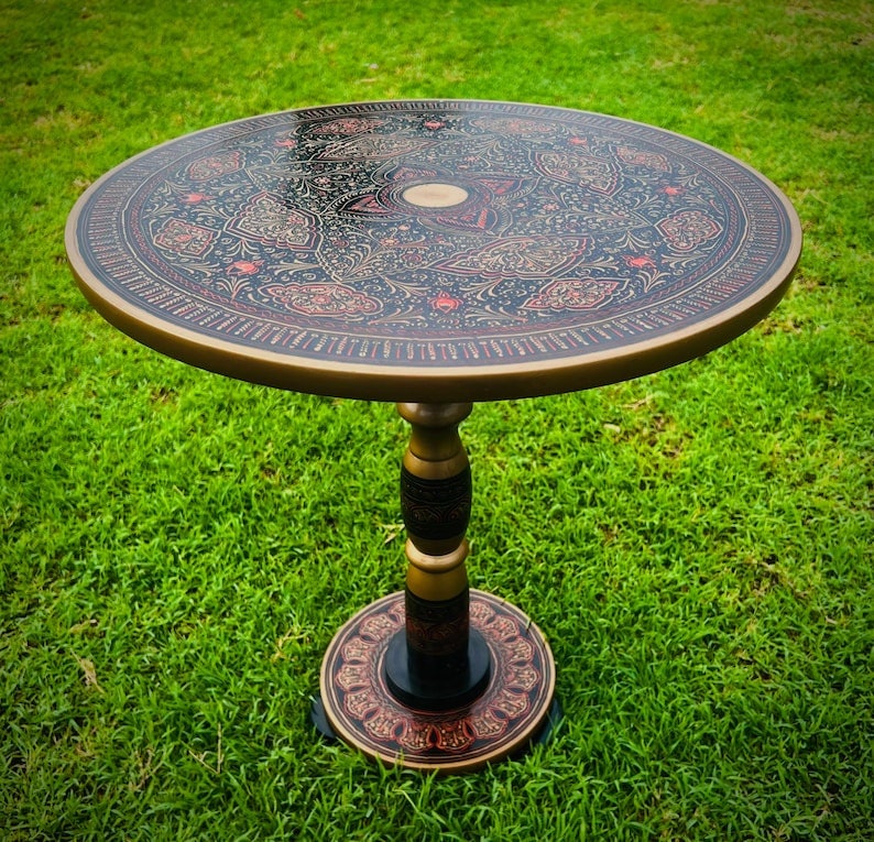 Custom Hand-painted Round Table, Naqashi Table, Home Decor, Unique ...