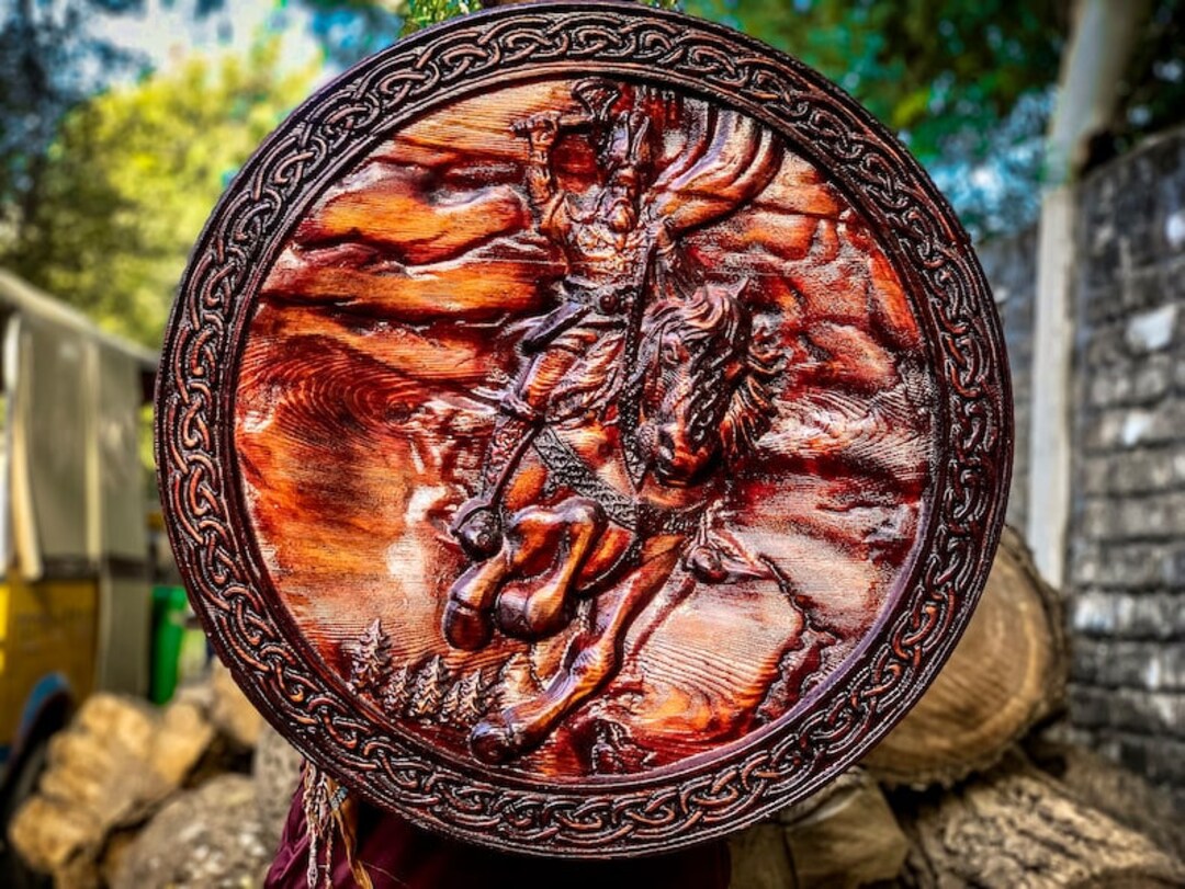 Custom Viking Shield, Odin's Carved Shield, Viking Round Shield ...