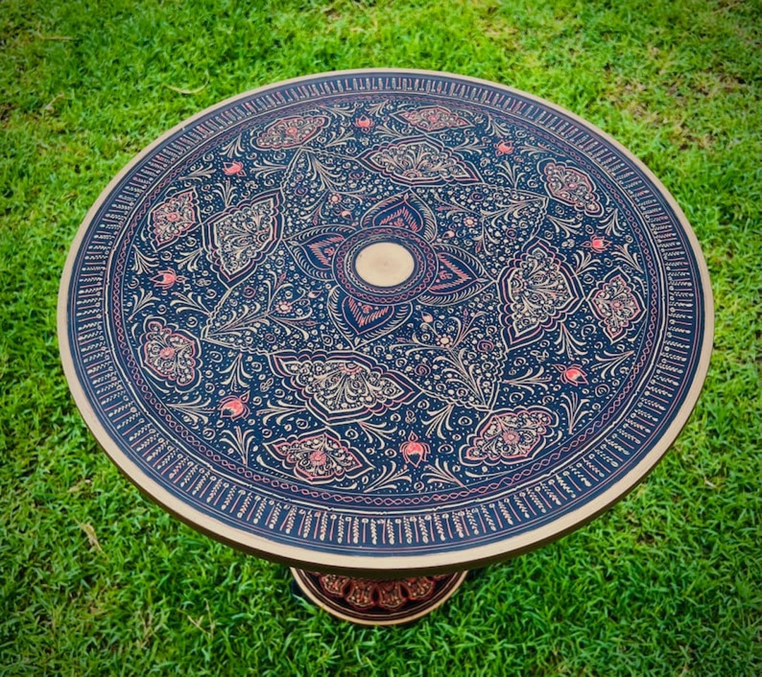 Custom Hand-painted Round Table, Naqashi Table, Home Decor, Unique ...