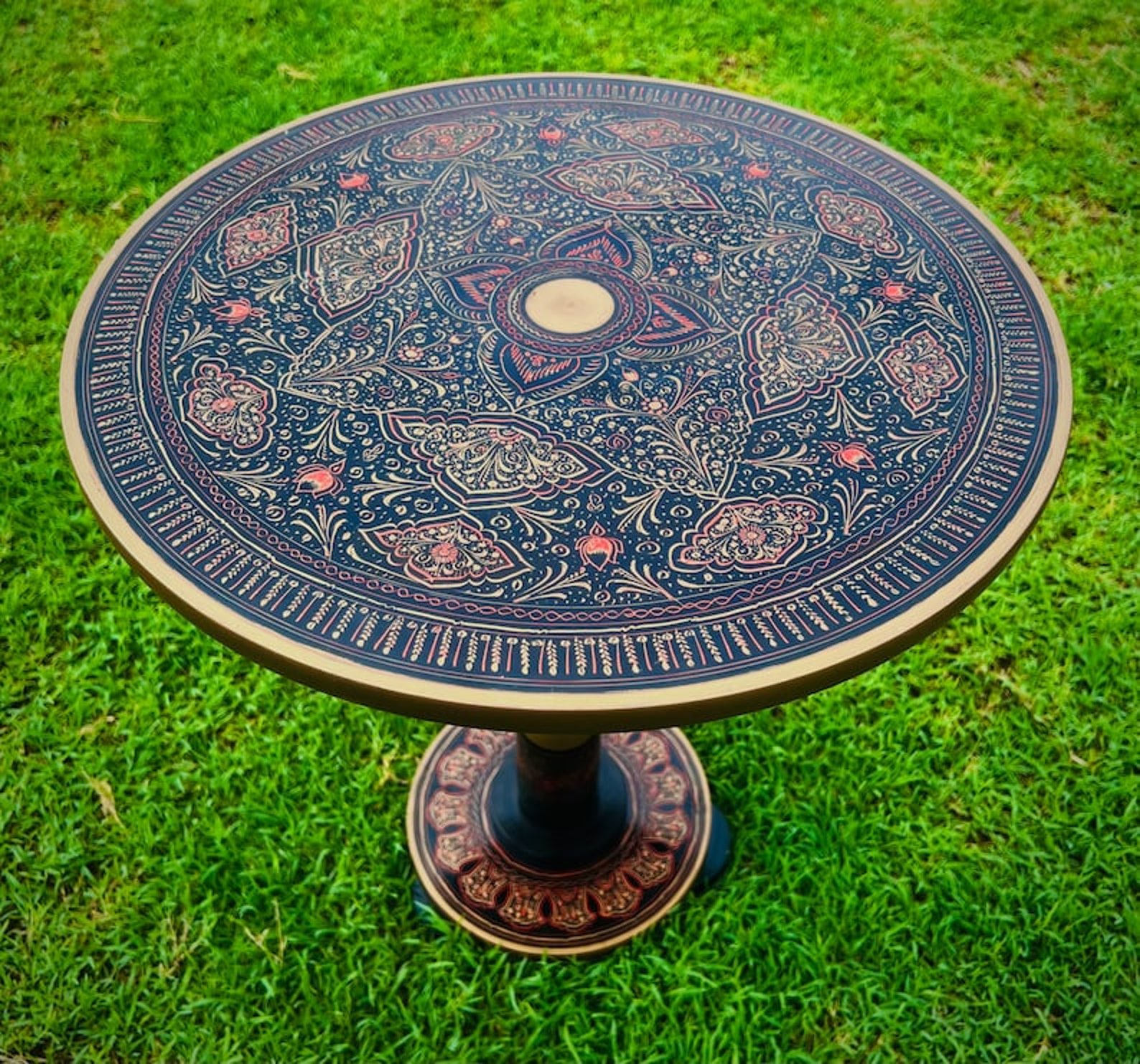 Custom Hand-painted Round Table, Naqashi Table, Home Decor, Unique ...