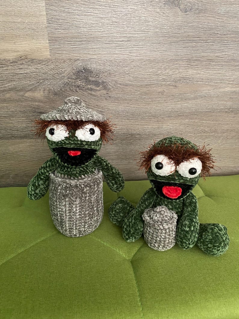 Crocheted Elmo, Cookie Monster, Oscar the Grouch, Grover, Super Grover ...