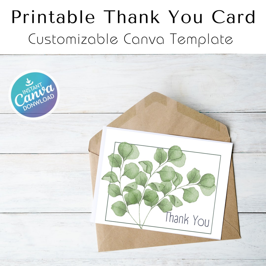 Printable Thank You Card Instant Download Customizable Appreciation ...
